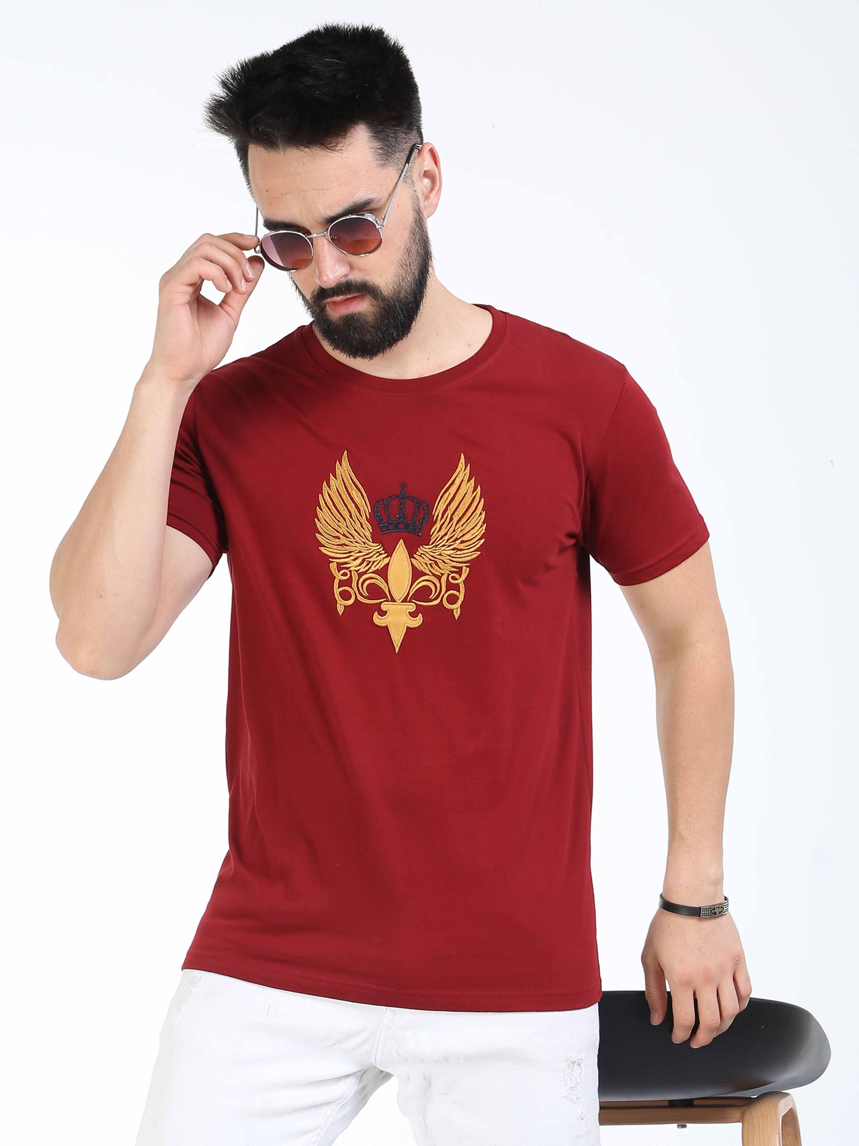 RED ROUND NECK T-SHIRTS DESIGNER