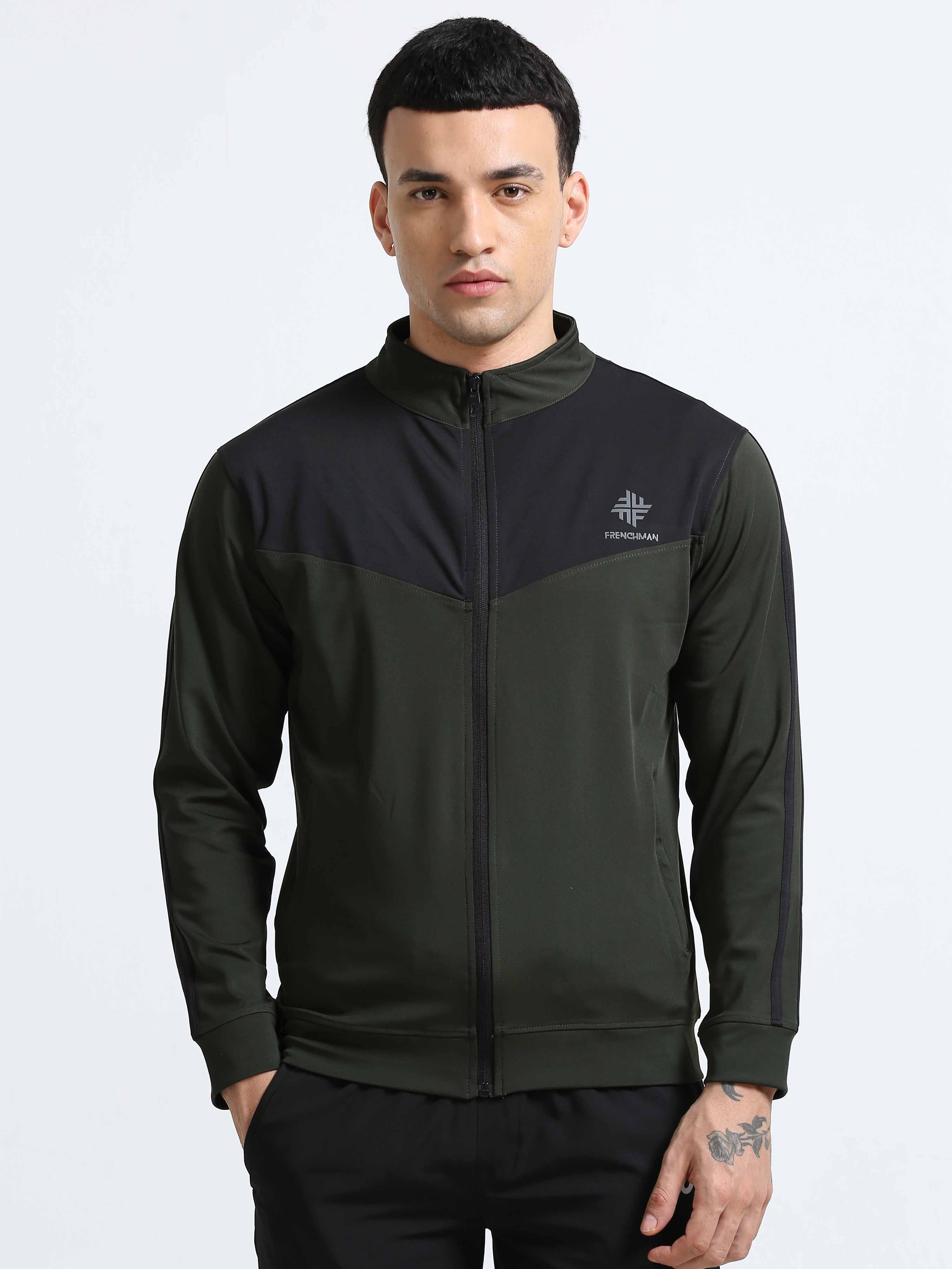 Buy Cool Colorblock Sports Olive Green Jacket Men Online