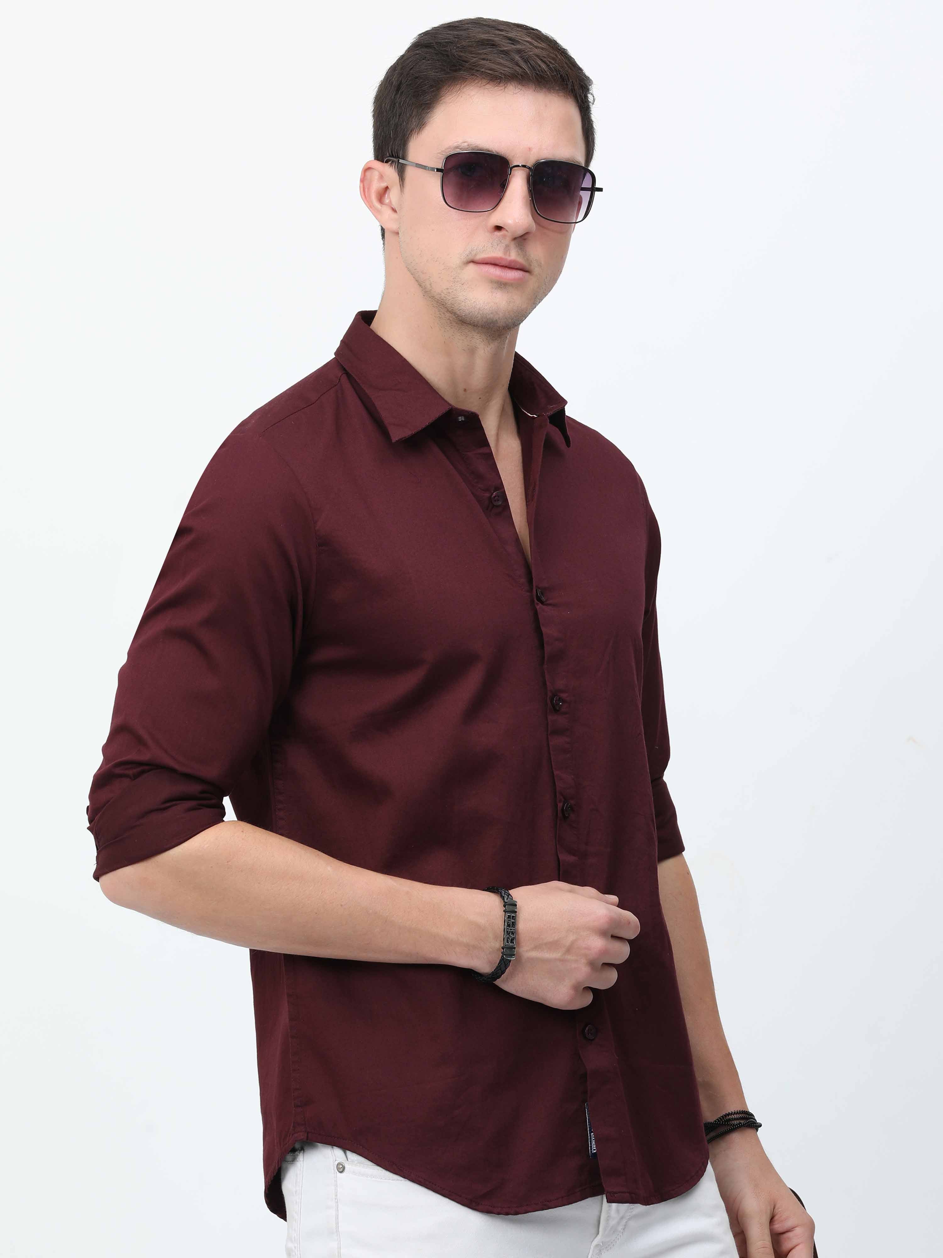 Buy Modern Maroon Shirt for Men Online at Great Price
