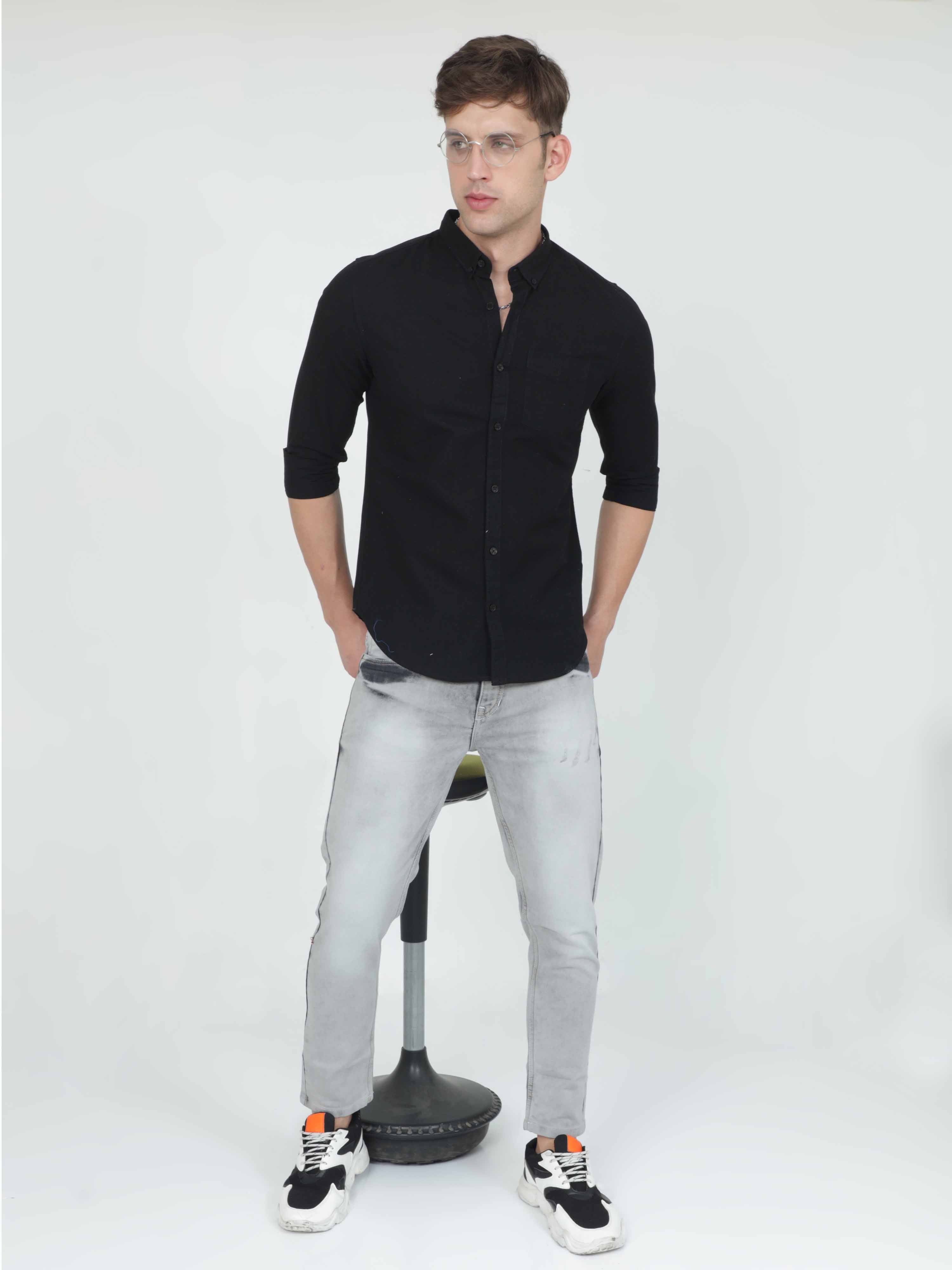 Buy Jute Linen Mens Black Cotton Shirt Online in India