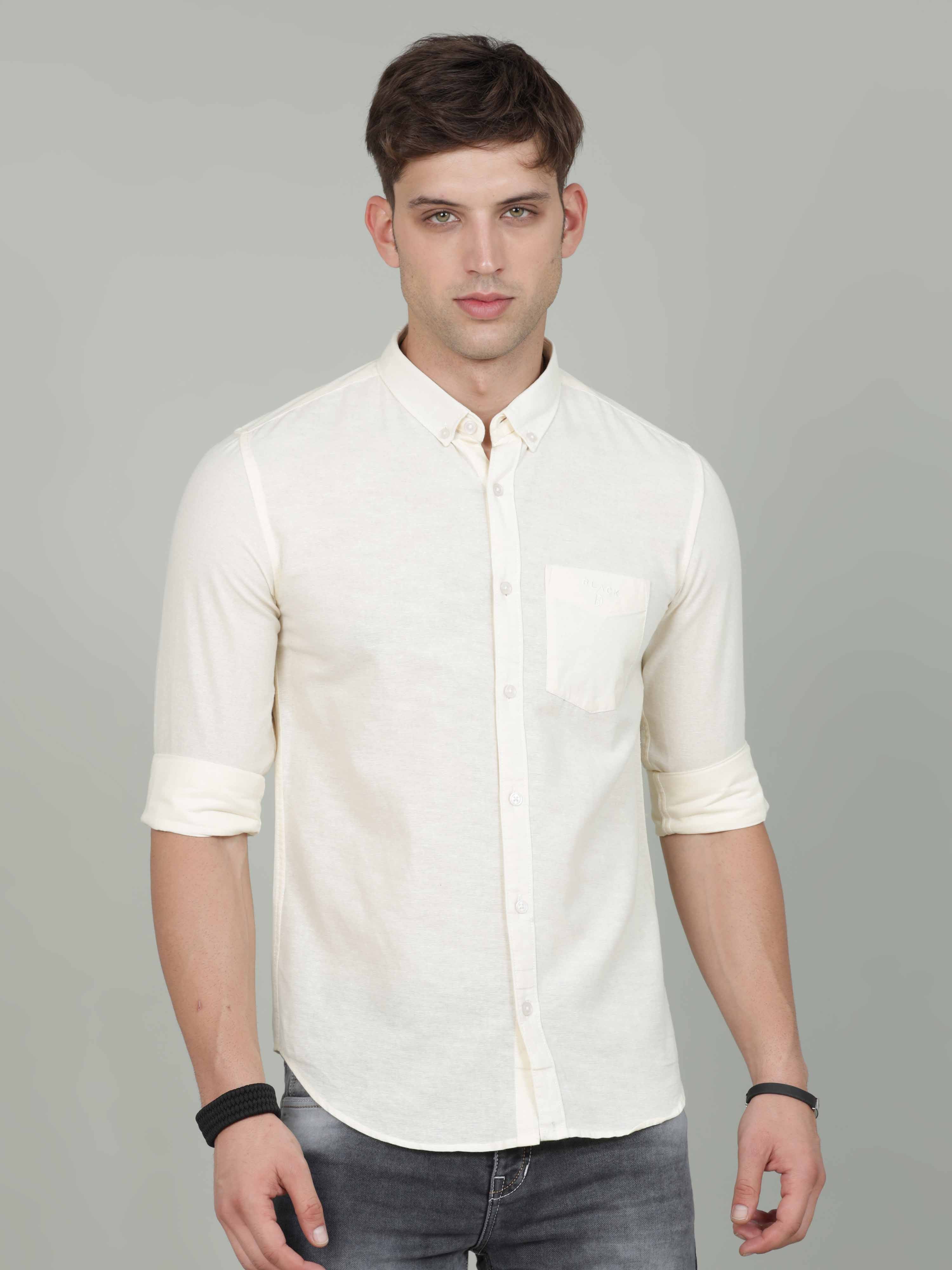 Buy Jute Linen Ivory Shirt for Men Online at Great Price