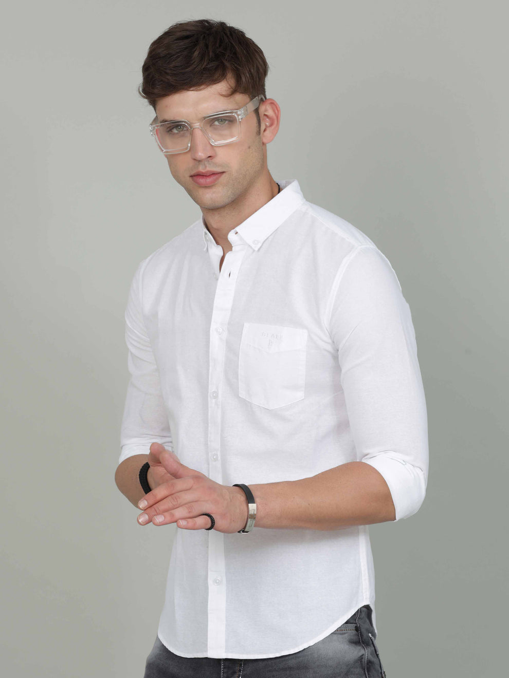 Buy Modern Jute Plain White Shirt for Men Online